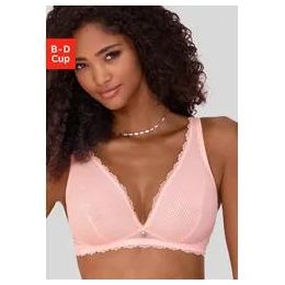 Bralette-BH Vivance, Damen, Gr. 80, Cup B, rosa (ros&eacute;), Spitze, Obermaterial: 92% Polyamid, 8% Elasthan, BHs, ohne B&uuml;gel im High-Apex-Design, sexy Dessous