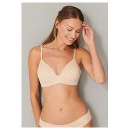 Soft-BH Schiesser "Invisible Soft", Damen, Gr. 75, Cup C, beige (410, sand), Microtouch, Obermaterial: 70% Polyamid, 30% Elasthan, unifarben, Basic, Basic, BHs Soft-BH, mit seitlichen St&auml;bchen f&uuml;r guten Halt