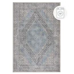 Teppich FLAIR RUGS "Corin", blau, B:152cm H:4mm L:230cm, Polyester, Teppiche, Teppich, orientalischer Teppich, kurzflor, waschbar, Wohnzimmer, Schlafzimmer
