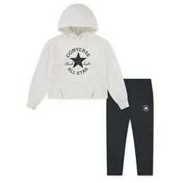 Hoodie Converse "CNVG DCTP HOODIE & LEGGING SET", M&auml;dchen, Gr. 158 (XL), schwarz matter, Obermaterial: 60% Baumwolle, 40% Polyester. Kapuzenfutter: 65% Baumwolle, 35% Polyester. Obermaterial Hose: 85% Polyester, 15% Elasthan, Sweatshirts Hoodie, mit Kapuze, f&uuml;r Kinder und Jugendliche, zweiteiliges Set