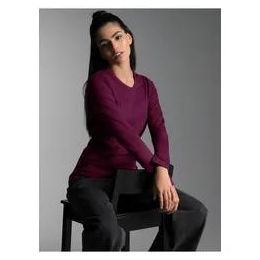 Longsleeve TRIGEMA "TRIGEMA Langarmshirt", Damen, Gr. XXL, sangria, 95% Baumwolle, 5% Elastan, Basic, Shirts