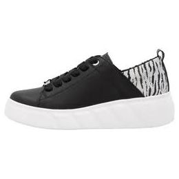 Plateausneaker Rieker "Rieker Sneaker Glattleder", Damen, Gr. 39, schwarz (schwarz, wei&szlig;), Glattleder, Schuhe Plateausneaker