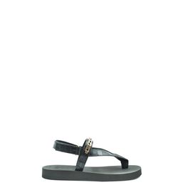 Giuseppe Zanotti Loafer - Black Leather Sandals With Crocodile-Texture Strap - Gr. 45 (EU) - in Grau - f&uuml;r Damen