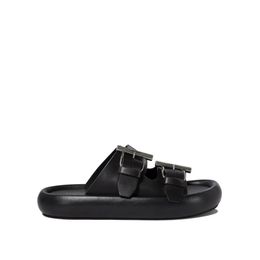 Alexander McQueen Loafer - Black Leather Sandals With Buckle Detail - Gr. 44 (EU) - in Schwarz - f&uuml;r Damen
