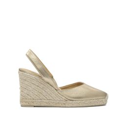 Castaner Sandalen - Metallic Leather Espadrilles With Braided Jute Wed - Gr. 36 (EU) - in Beige - f&uuml;r Damen