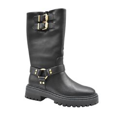TWINSET Twin-Set Stiefel - Sleek Black Boots With Laced Front Detail - Gr. 37 (EU) - in Schwarz - f&uuml;r Damen