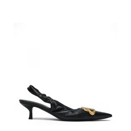 Balenciaga Hohe Schuhe - Monaco Slingback Bb With Pointed Toe And Gold Acce - Gr. 36 (EU) - in Schwarz - f&uuml;r Damen
