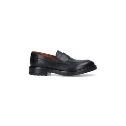 Alexander Hotto Loafer - Penny Loafer Black Leather Flat Shoes With Texture - Gr. 42 (EU) - in Schwarz - f&uuml;r Damen