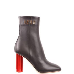 Dsquared2 Stiefel - Black Ankle Boots With Sculptural Red Block Heel - Gr. 37,5 (EU) - in Grau - f&uuml;r Damen