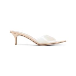Gianvito Rossi Slipper & Pantoletten - Pointed Toe Mules With Semi-Sheer Strap - Gr. 36 (EU) - in Beige - f&uuml;r Damen
