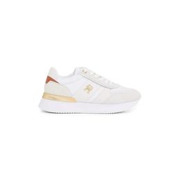 Tommy Hilfiger Low-Top Sneaker - White Leather Sneakers With Suede Details And Gold - Gr. 39 (EU) - in Wei&szlig; - f&uuml;r Damen