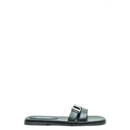 Dsquared2 Sandalen - Black Leather Flat Sandals - Gr. 37 (EU) - in Schwarz - f&uuml;r Damen