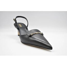 Michael Kors Hohe Schuhe - Pointed Toe Pumps With Ankle Strap And Gold Accent - Gr. 7_5 - in Schwarz - f&uuml;r Damen
