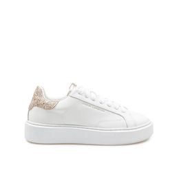 Crime London Low-Top Sneaker - White Leather Sneakers With Glitter Heel Tab - Gr. 41 (EU) - in Wei&szlig; - f&uuml;r Damen
