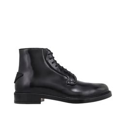 Prada Stiefel - Leather Lace-Up Boots - Gr. 40 (EU) - in Schwarz - f&uuml;r Damen