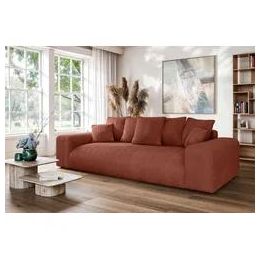 Big-Sofa Home Affaire "LAKESIDE 3-Sitzer Schlafsofa mit Bettkasten, Breite 256,5 cm", ziegelrot, B:256,5cm H:82cm T:122cm, 83% Polyester, 17% Nylon, Sofas, Big-Sofa, Liegefl&auml;che 168,5x195 cm, hoher Sitzkomfort, Ma&szlig;e B/T/H: 256/122/82cm