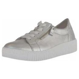 Sneaker Gabor "Gabor Sneaker Leder", Damen, Gr. 39, silber, Leder, Schuhe Sneaker