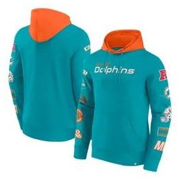Kapuzenpullover Fanatics "Fanatics Hoodie Miami Dolphins Patched Out Fleece", Damen, Gr. L, blau, 60% Baumwolle, 40% Polyester, Pullover Kapuzenpullover