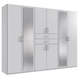 Kleiderschrank wimex "Diver Dreht&uuml;renschrank mit Spiegel, 180, 225 o. 270cm breit", wei&szlig; (wei&szlig;, griffe alu), B:270cm H:207cm T:58cm, Schr&auml;nke, Kleiderschrank, Bestseller Schlafzimmerschrank wahlweise 3 Innenausstattungen, Topseller