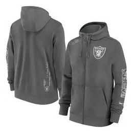 Kapuzenpullover Nike "Nike Hoodie Las Vegas Raiders Nike Full-Zip Fleece", Damen, Gr. M, grau, 82% Baumwolle, 18% Polyester, Pullover Kapuzenpullover