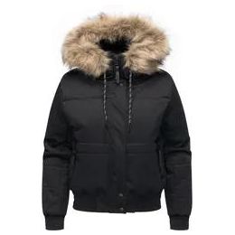 Winterjacke Ragwear "Deluxia YOUMODO", Damen, Gr. XXL (44), schwarz, Obermaterial: 100% Polyester. Innenfutter: 100% Polyester. Wattierung: 100% Polyester, gerade h&uuml;ftlang, hoch geschlossener Ausschnitt, eng B&uuml;ndchen, Jacken Winterjacke, modische Damen Bomberjacke mit Kunstfell