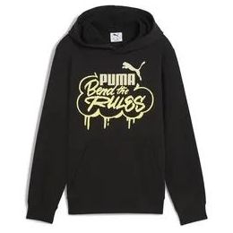Kapuzensweatshirt Puma "MID90S HOODIE TR B", Jungen, Gr. 176, schwarz (Puma schwarz), Sweatware, Obermaterial: 68% Baumwolle, 32% Polyester, bedruckt, regular fit normal, angesetztes B&uuml;ndchen, Sweatshirts, mit Kapuze, mit K&auml;ngurutasche, mit Print-Applikation, Regular Fit