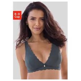 Bralette-BH Vivance, Damen, Gr. 75, Cup B, gr&uuml;n (khaki), Spitze, Obermaterial: 92% Polyamid, 8% Elasthan, BHs, ohne B&uuml;gel im High-Apex-Design, sexy Dessous
