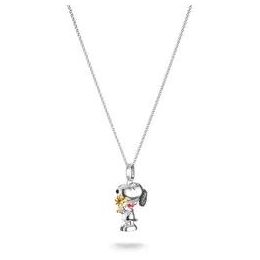 Kette mit Anh&auml;nger Thomas Sabo "Thomas Sabo x Peanuts Kette Snoopy Pav&eacute;" Gr. 50, silberfarben, gelbgoldfarben, schwarz, rot, Halsketten, Damen, 50, Silber 925 (recycelt), L: 50 B: 17mm, mit Zirkonia (synth.), B:17mm