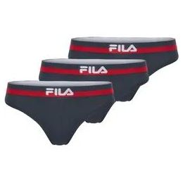 String Fila, Damen, Gr. S, blau (navy), Obermaterial: 95% Baumwolle, 5% Elasthan, bedruckt, unifarben mit Farbeinsatz, k&ouml;rpernah, Unterhosen String, elastischer Logobund