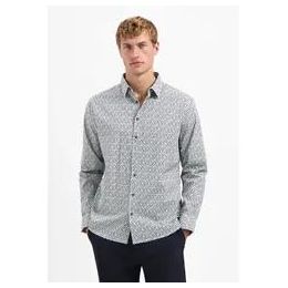 Langarmhemd NO EXCESS "NO EXCESS Stretchhemd mit Print Shirt Stretch Allover Printed", Herren, Gr. M, Normalgr&ouml;&szlig;en, dusty blau, 97% Baumwolle, 3% Elasthan, regular fit, Hemden