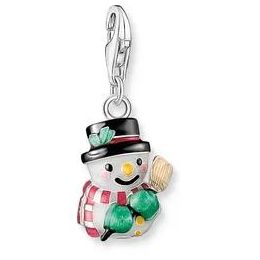 Charm-Einh&auml;nger Thomas Sabo "Schneemann", silberfarben, wei&szlig;, schwarz, rot, gr&uuml;n, braun, gelb, pink, Charms, Damen, Silber 925 (recycelt)