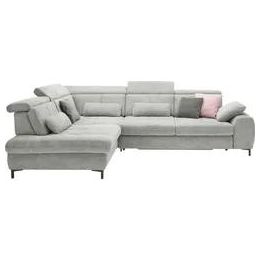 Ecksofa, famosa alu, SET ONE BY Musterring, Sofas, B/H/T: 317cm x 86cm x 220cm, Flachgewebe, Armlehne rechts, Sitztiefenverstellung,Kopfteilverstellung,Bettfunktion,Schubkasten, 100% Polyester, Ecksofa, Kaltschaumpolsterung, Flachgewebe, whlw. mit Funktionen, Sitzh&ouml;he 49, B:317cm H:86cm T:220cm