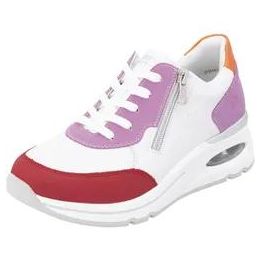 Sneaker Remonte "Remonte Sneaker Leder", Damen, Gr. 39, bunt (wei&szlig;, lila), Leder, Schuhe Sneaker
