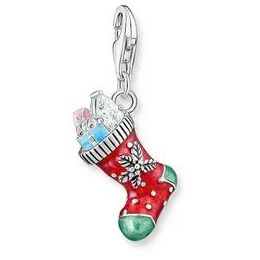 Charm-Einh&auml;nger Thomas Sabo "Weihnachtssocken", silberfarben, rot, gr&uuml;n, blau, pink, kristallwei&szlig;, kristallwei&szlig;, Charms, Damen, Silber 925 (recycelt), mit Zirkonia (synth.)