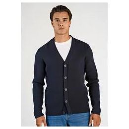 Strickjacke LINDBERGH "Cardigan Relaxed Fit", Herren, Gr. M, blau (navy), Obermaterial: 80% Baumwolle, 20% Polyester, Strickjacken Strickjacke