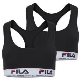 Bustier Fila "WOMAN BUSTIER", Damen, Gr. XS, N-Gr, schwarz, Obermaterial: 95% Baumwolle, 5% Elasthan, unifarben, BHs Bustier, ohne Polsterung und ohne B&uuml;gel, Racerbackr&uuml;cken