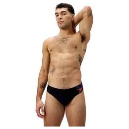 Badehose Speedo "Medley Logo Brief" Gr. 3, schwarz (schwarz, neon c), Badehosen, Herren, 3 (XS), N-Gr, Obermaterial: 80% Nylon, 20% Elasthan, Badehose, mit Frontfutter, mit innenliegendem Kordelzug, vier-Wege-Stretch