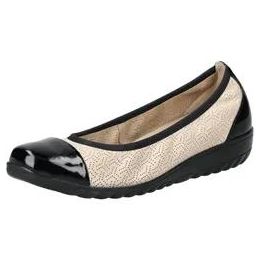 Ballerina Caprice "Caprice Ballerinas Leder", Damen, Gr. 37, schwarz (beige, schwarz), Leder, Schuhe Ballerina