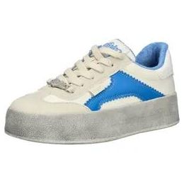 Sneaker Buffalo "Buffalo Sneaker Lederimitat", Damen, Gr. 39, wei&szlig; (wei&szlig;, blau), Lederimitat, Schuhe Sneaker