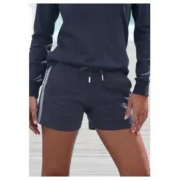 H.I.S. Shorts H.I.S, Damen, Gr. 40/42, N-Gr, blau (marine), Interlock, Obermaterial: 60% Baumwolle, 40% Polyester, unifarben, Basic, bequem kurz, Hosen Shorts, mit seitlichen Streifen, Loungewear