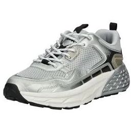 Sneaker JEEP "JEEP Sneaker Lederimitat/Textil", Damen, Gr. 39, silber, Lederimitat, Textil, Schuhe Sneaker