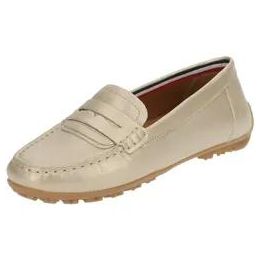 Mokassin Geox "Geox Mokassin Leder", Damen, Gr. 38, gold (hellgold), Leder, Schuhe Mokassin