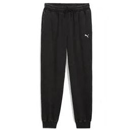 Sporthose Puma "Essentials Elevated Relaxed Wash Jogginghose Herren", Damen, Gr. S, Normalgr&ouml;&szlig;en, schwarz, Obermaterial: 66% Baumwolle, 34% Polyester. Rippe: 3% Elasthan, 97% Baumwolle. Tasche &ndash; Oben: 100% Baumwolle, bedruckt, relaxed fit, Hosen Sporthose