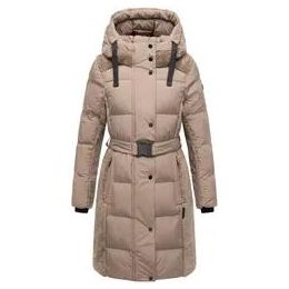 Wintermantel Navahoo "Funkelteddy 14", Damen, Gr. L (40), taupe, Obermaterial 1: 100% Polyester; Obermaterial 2: 100% Polyester; Innenfutter: 100% Polyester; Wattierung: 100% Polyester; &Auml;rmelfutter: 100% Polyester, figurumspielend ca. Mitte Oberschenkel, hoch geschlossener Ausschnitt, eng Rippb&uuml;ndchen, M&auml;ntel Wintermantel, Warmer Mantel mit Teddypl&uuml;sch-Akzenten und Tailleng&uuml;rtel
