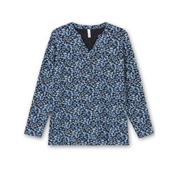 sheego Gro&szlig;e Gr&ouml;&szlig;en Langarmshirt mit Blumen-Print allover, tiefblau-gemustert, Gr&ouml;&szlig;e 56/58 - Damen