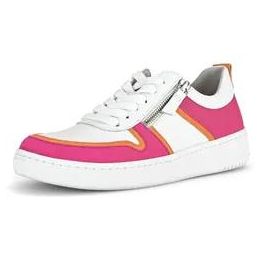Sneaker Gabor "Gabor Sneaker Leder", Damen, Gr. 38, wei&szlig; (wei&szlig;, pink), Leder, Schuhe Sneaker
