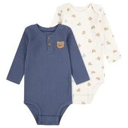 Langarmbody HUGGIES BABYWEAR "HUGB 2PK BODYSUIT", Jungen, Gr. 7 (92), N-Gr, huggies vintage indigo, Jersey, Obermaterial: 100% Baumwolle, bedruckt, Rundhals, Bodys, in gerippter Struktur