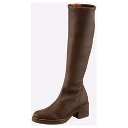 Stiefel Heine, Damen, Gr. 37, braun (cognac), Textil, Schuhe Stiefel