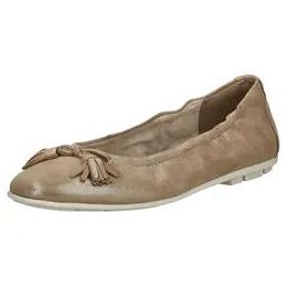 Ballerina Tamaris "Tamaris Ballerinas Leder", Damen, Gr. 38, gold (hellgold), Leder, Schuhe Ballerina