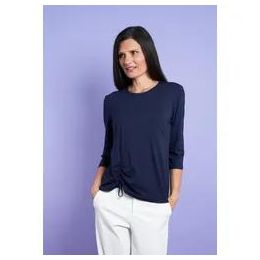 3/4-Arm-Shirt Seidel Moden, Damen, Gr. 48, blau (navy), Jersey, Obermaterial: 94% Viskose, 6% Elasthan, unifarben, regular fit taillenbedeckt, Rundhals, Shirts 3/4-Arm-Shirt, mit Raff-Detail vorne - MADE IN GERMANY